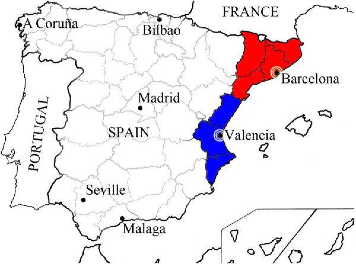 Barcelona to valencia map - Map of barcelona to valencia (Catalonia Spain)